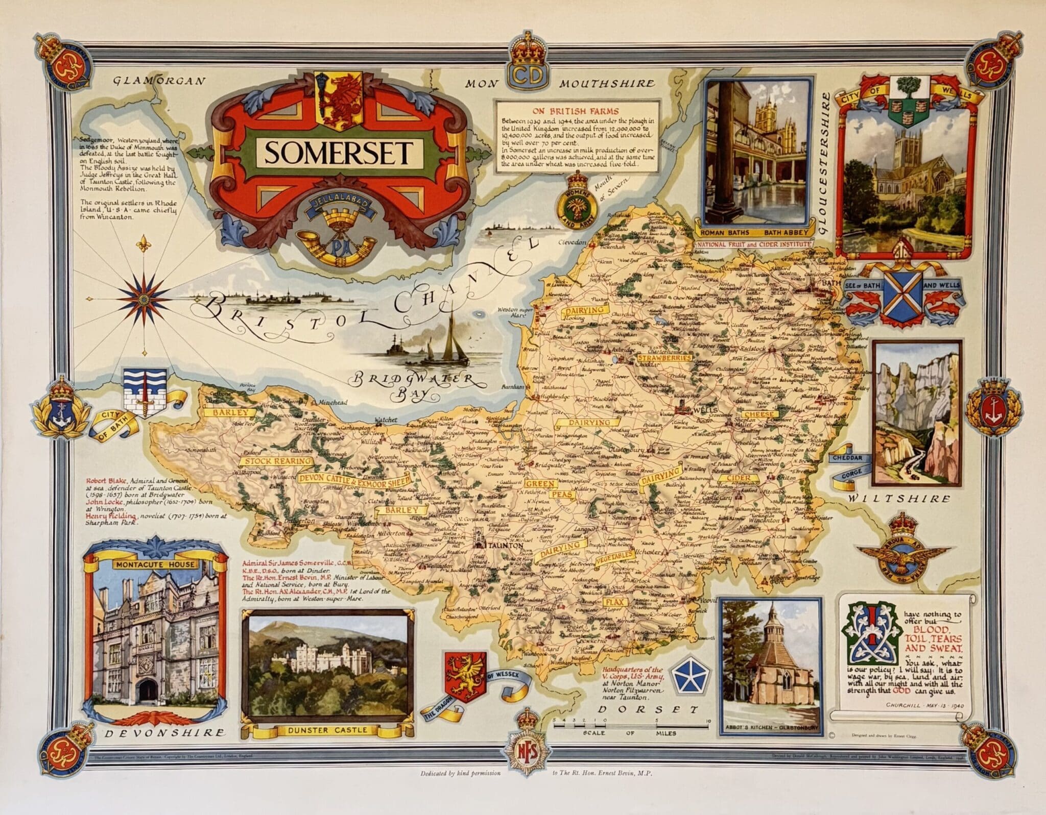 Somerset, county map. - Clegg, Ernest » Quagga Books